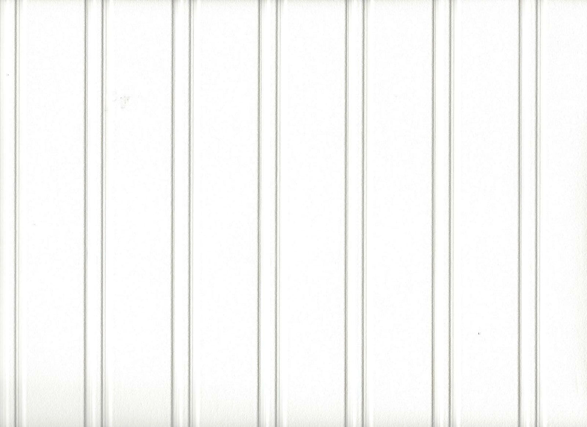 White Paintable Bead Board / Beadboard Textured Prepasted Wallpaper 497 ...